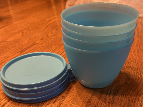 4 TUPPERWARE Refrigerator Bowls 14 oz Blue | eBay