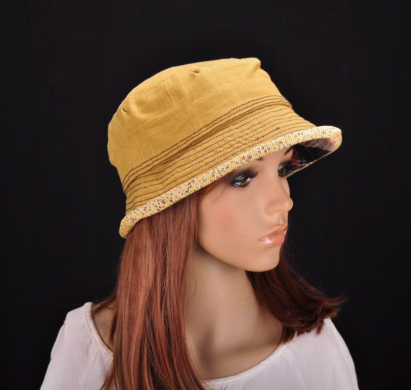 M199 Yellow Cute Leaf Cotton Sun Hat Cap Bucket Summer Women's NWT | eBay