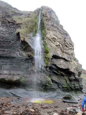 Photo 12x8 Waterfall onto beach at Wine Haven Ravenscar This section of ...