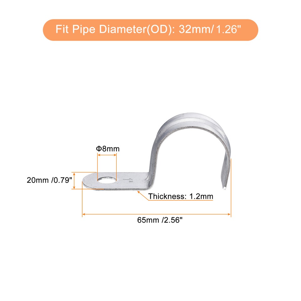 40Pcs 32mm Pipe Straps One Hole Straps Zinc Plated Steel Pipe Clamp | eBay
