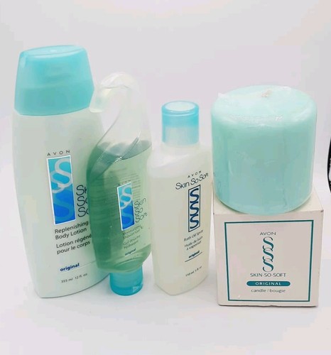 Lot of 4 Avon SKIN SO SOFT ORIGINAL Body Lotion/Shower Gel/Bath Oil ...
