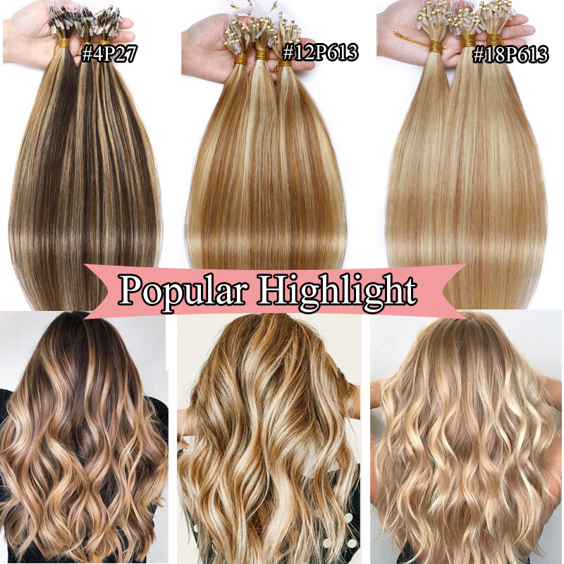 Micro Ring Loop Tip Remy Human Hair Extensions Straight Micro Beads ...