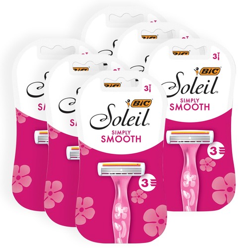 18pc Bic Women's Soleil Simply Smooth 3 Blade Razors/Shaver Flower ...