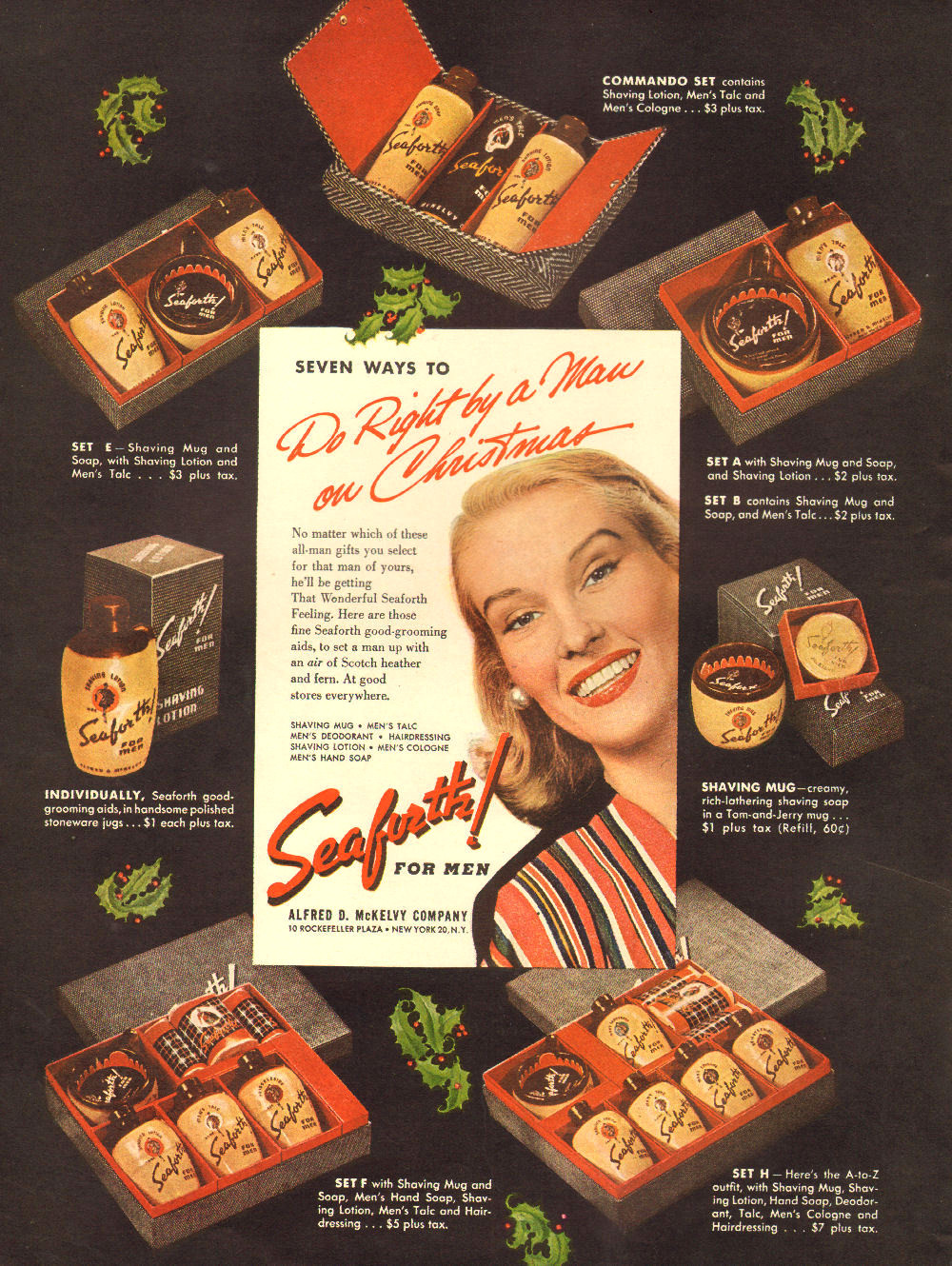 1940s Christmas AD SEAFORTH for Men , toiletries cologne deoderant ...