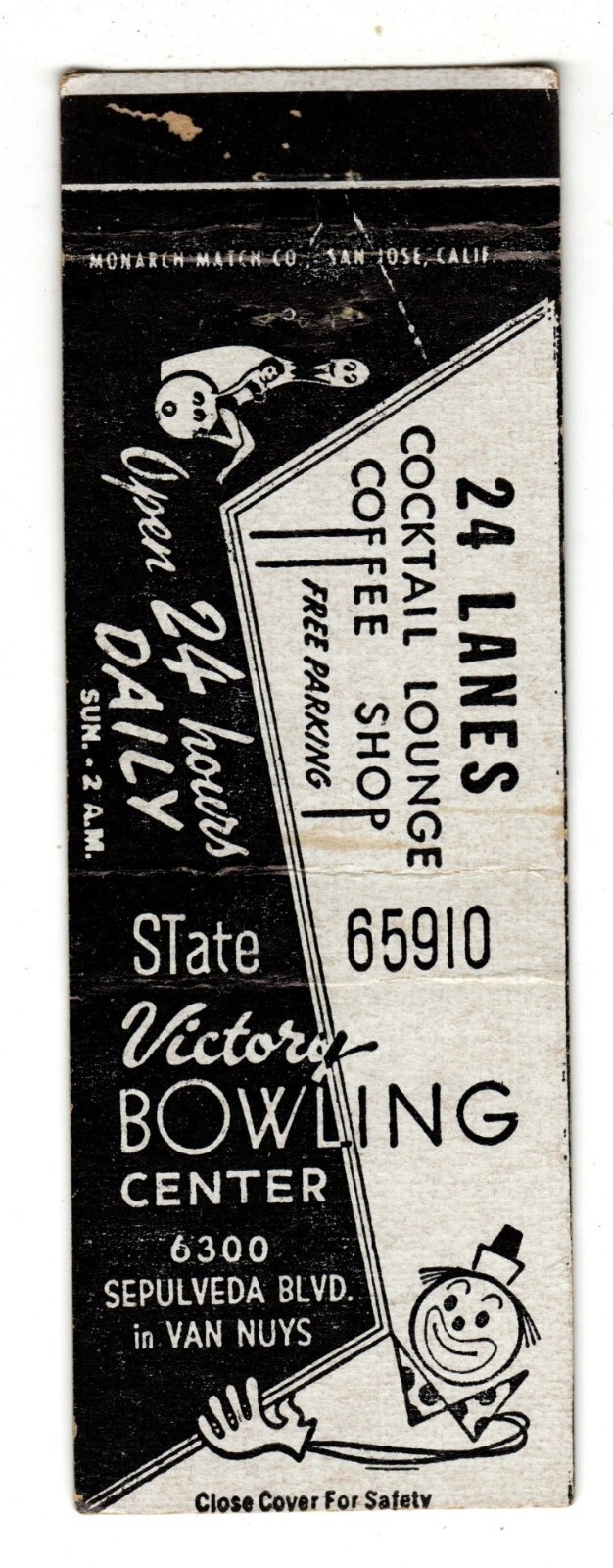 VICTORY BOWLING CENTER matchbook matchcover - VAN NUYS, CALIFORNIA | eBay