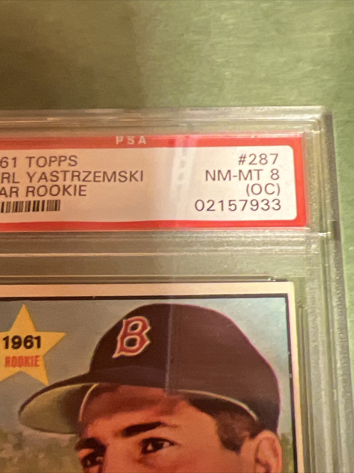1961 TOPPS STAR ROOKIE #287 CARL YASTRZEMSKI Boston Red Sox HOF PSA 8 ...