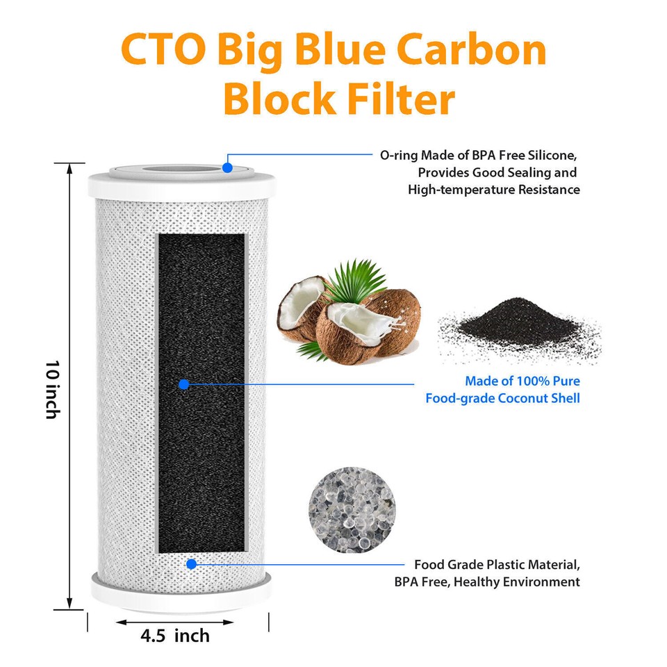 20" /10" x4.5" Big Blue Whole House Water Filter Housing fr RO ...
