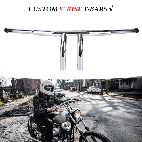 Fat 1-1/4" Chrome 8" Rise Pullback T-Bars Handlebars Fit For Harley ...