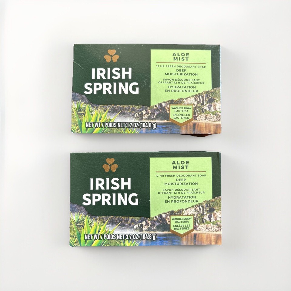 Pack Of 2 Irish Spring Aloe Mist Deodorant Soap Bars Discontinued 3.7 ...