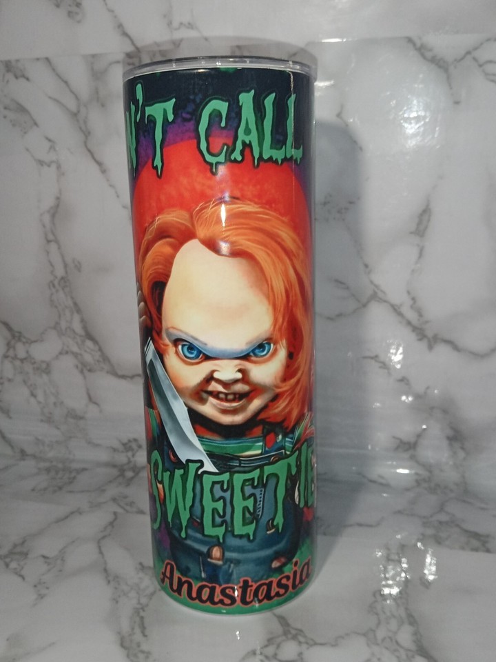 Chucky Child's Play Horror Tumbler 20oz Cold Hot Drinks Steel Cup Lid ...