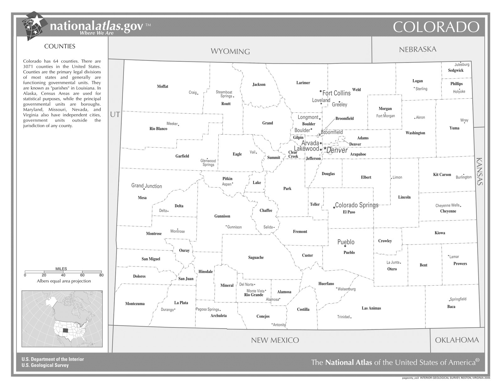 Colorado State Map With Counties And Cities
