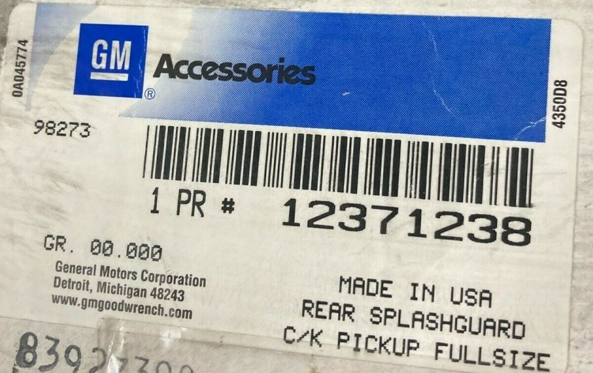 Genuine GM 12371238 Set of 2 Rear Splash Guards for sale online | eBay