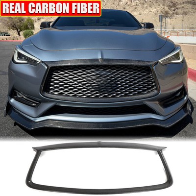 Fits Infiniti Q60 2016-2022 REAL CARBON FRONT GRILL OUTLINE TRIM COVER ...