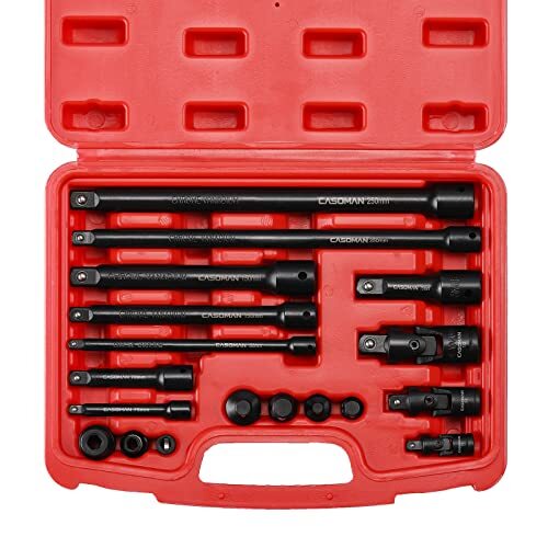 18-Piece Drive Tool Accessory Set Premium Crv Steel With Black ...