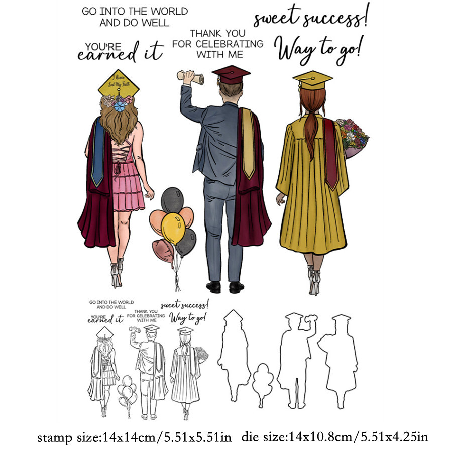 Graduation Grad Metal Cutting Dies Clear Stamps Set Card Making ...