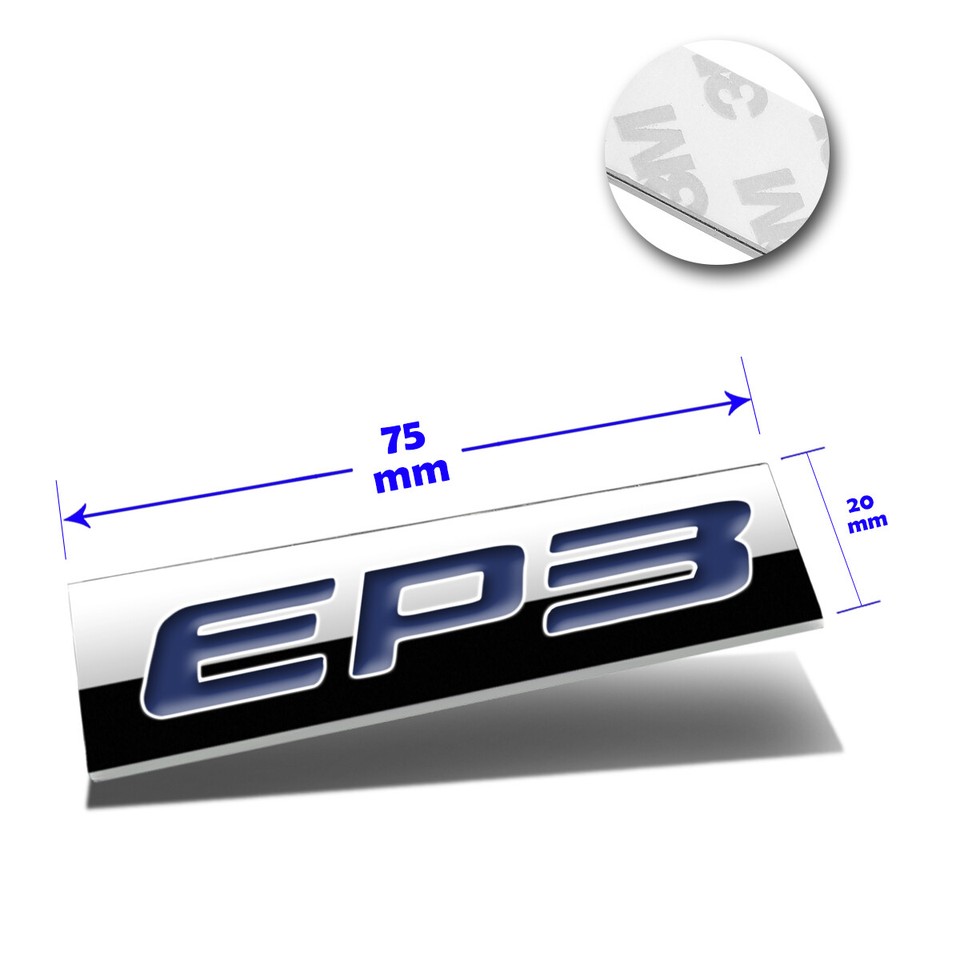 "EP3" Polished Metal 3D Decal Blue Emblem Exterior Sticker For 01-05 ...