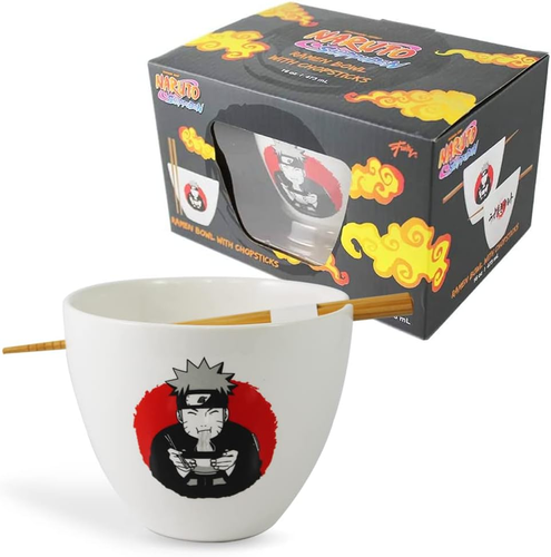 Naruto Ramen Bowl with Wooden Chopstick Featuring Naruto Eating Ramen ...