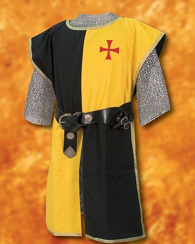 MEDIEVAL KNIGHT Tunic Black,Yellow Surcoat Crusader Sleeveless ...