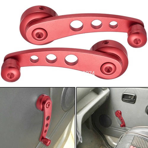2x Car Window Handle Winder Glass Crank Handle Aluminum Knobs Metal Red ...