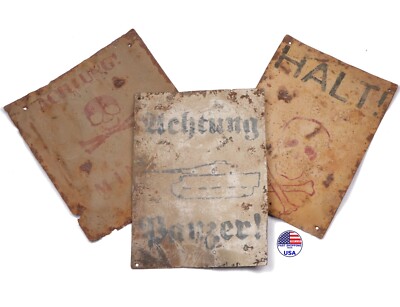 German Sign WW1 wwI WW2 wwII Germany 3 Achtung! Panzer Skull bones ...