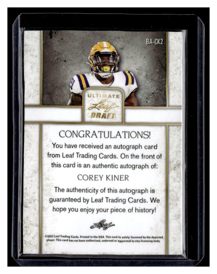 COREY KINER 2022 LEAF ULTIMATE DRAFT AUTOGRAPH /25 AUTO | eBay