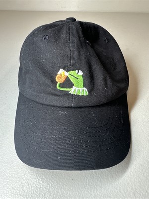 Embroidered Kermit Meme Hat Mens Adjustable Black Strap Baseball Cap ...