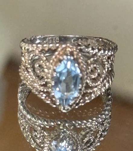Vintage Sterling Silver Blue Topaz Ring Size 6 Estate | eBay UK
