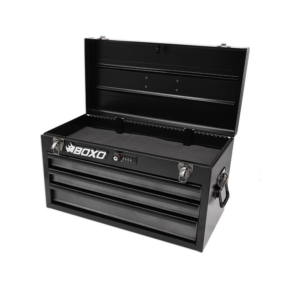Boxo USA Heavy-Duty 3-Drawer Steel Tool Box - Portable Hand Carry ...
