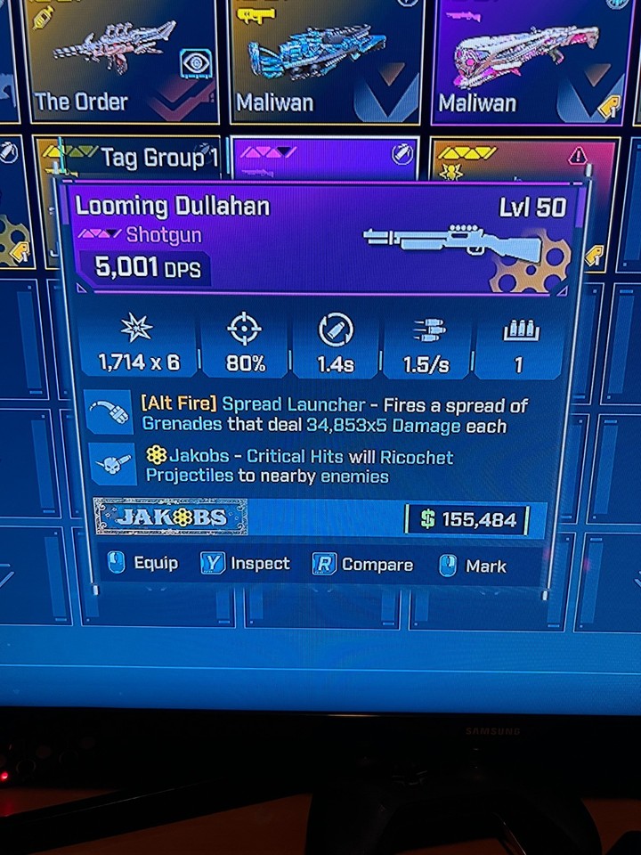 Borderlands 4 LOOMING DULLAHAN SPREAD LAUNCHER JAKOBS CRIT SHOTGUN PC ...