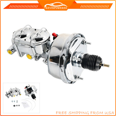 Chrome 7" Street Hot Rod Power Brake Booster & Master Cylinder Brakes ...