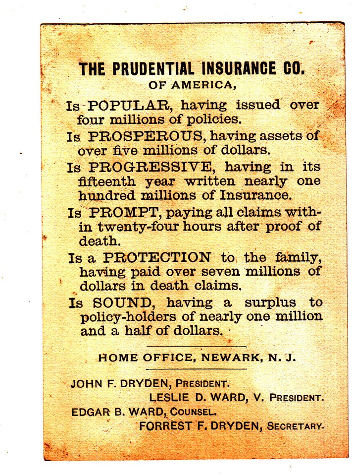 Prudential Insurance Co Birds Leaves John F Dryden Leslie D Ward Vict ...