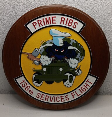 USAF Prime Ribs 136th Services Flight Readiness Wood Plaque Military ...