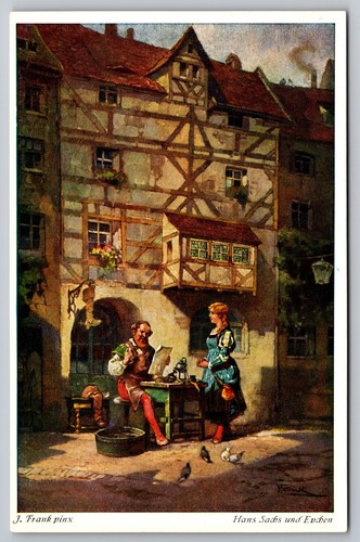 Postcard: Art, Hans Sachs Und Evchen, J. Frank pinx, Liebermann & Co ...