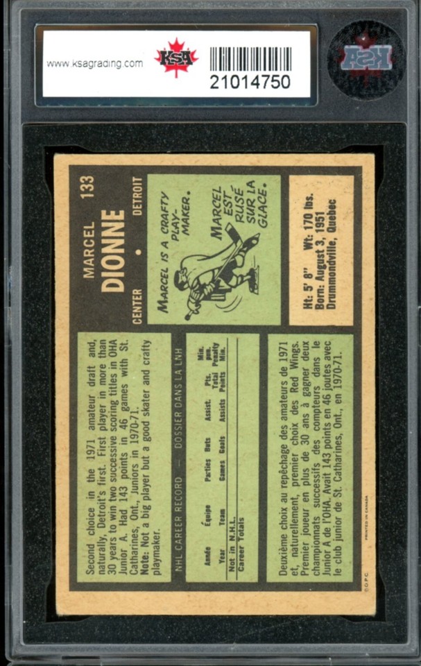 1971-72 O-PEE-CHEE OPC 133 Marcel Dionne HOF Rookie KSA 6.5 EX-NM ...