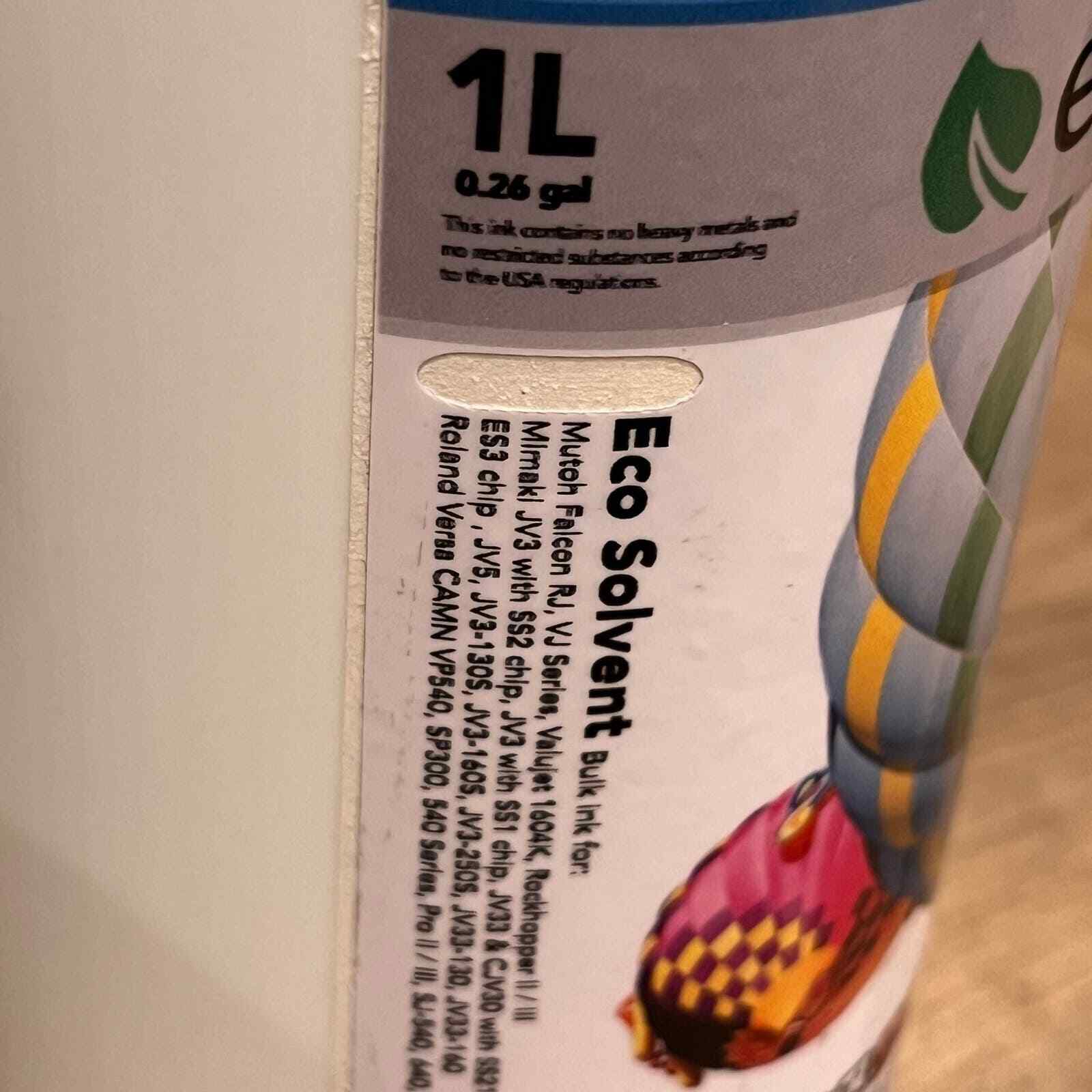 CYAN Eco-Solvent 1 liter/1000ml Bulk Ink Refill Mutoh Falcon Mimaki ...