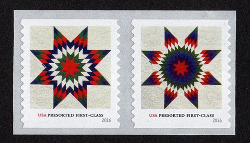 UNITED STATES, SCOTT # 5098-5099, PAIR OF STAR QUILTS 2016 PRESORTED ...