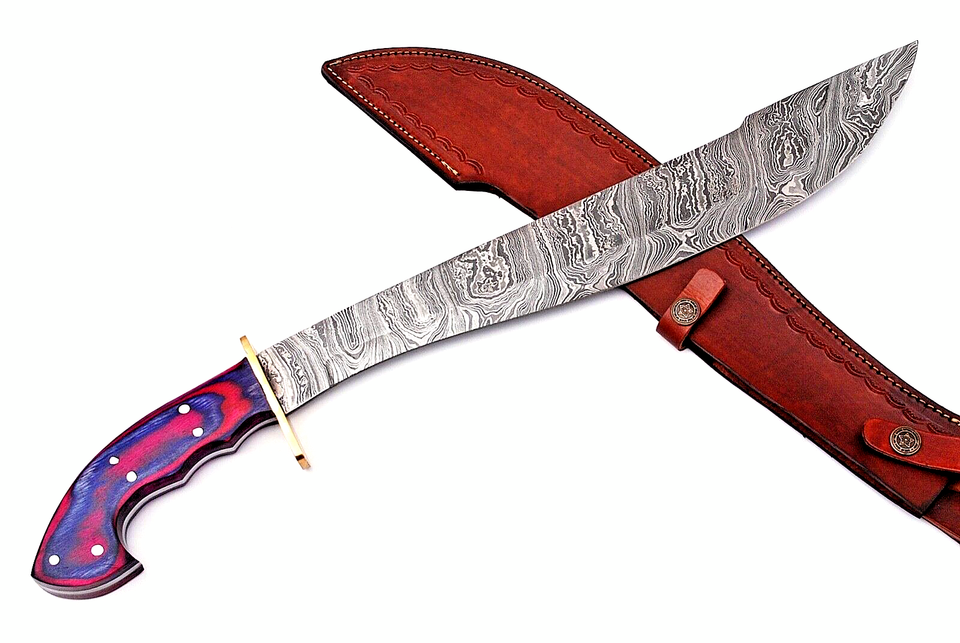 CUSTOM HAND MADE FORGED DAMASCUS STEEL BLADE FALCHION SWORD 1657 | eBay