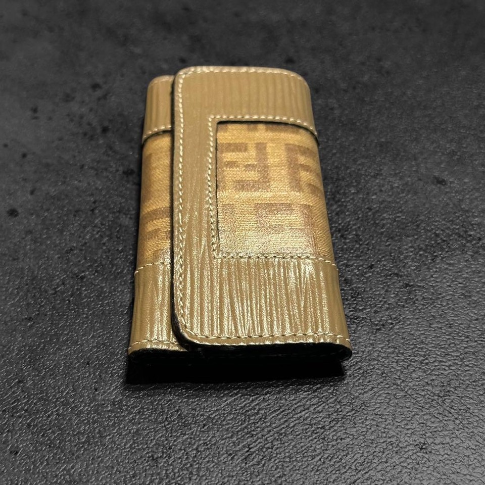 FENDI Zucca Pattern Key Case Vintage AB Grade Monogram Leather ...