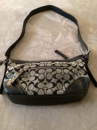 Coach Black & Gray Signature C Pattern Shoulder Bag Canvas /Leather | eBay