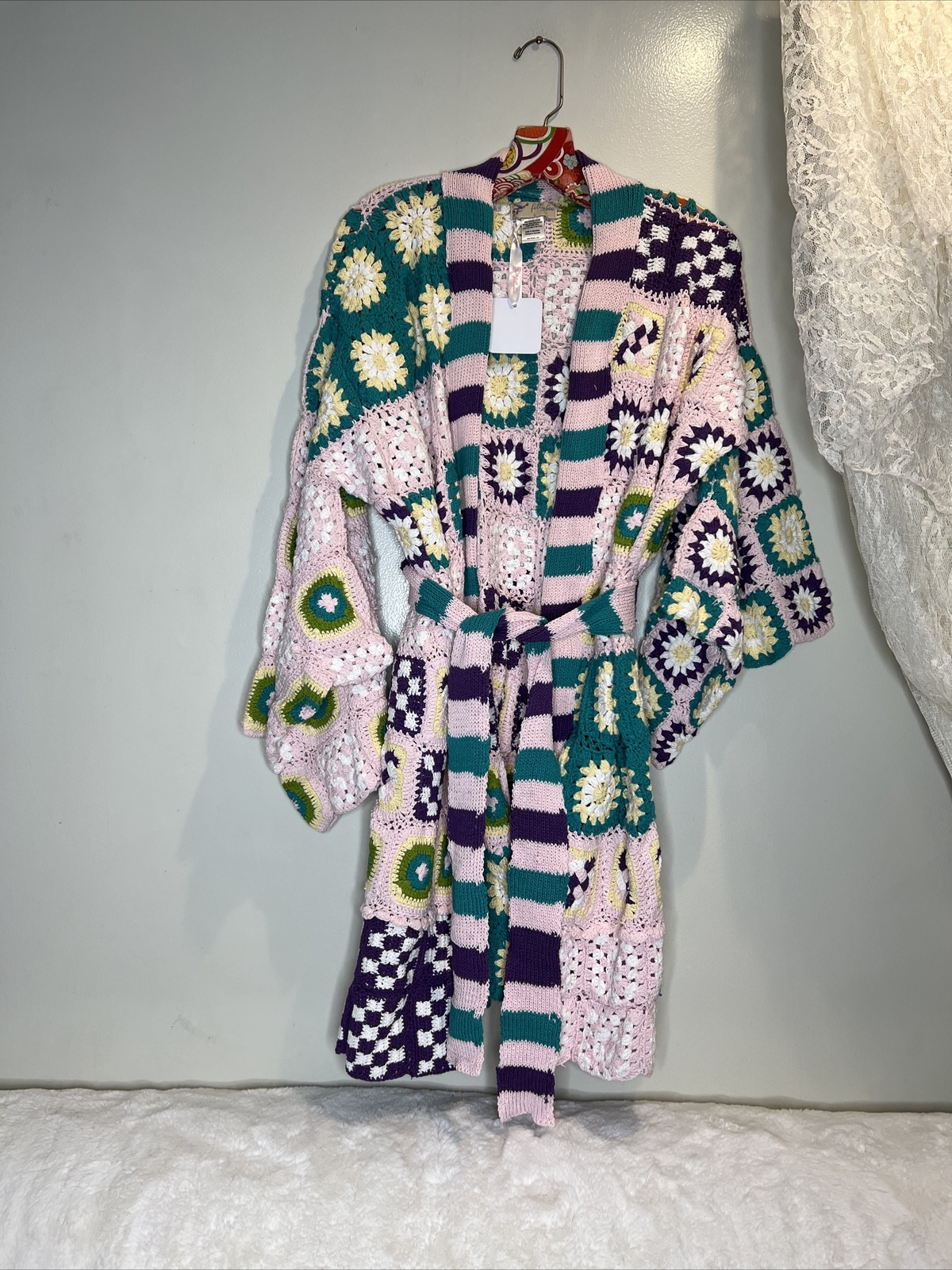 Free People Fillyboo Patchwork People Crochet Robe Unique Kimono Jacket ...