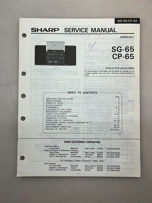 Sharp SG-65 CP-65 Original Service Manual Free Shipping | eBay