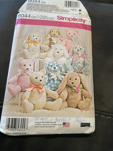 EASY Stuffed Animals Sewing Pattern~Dog Rabbit Bear~Elaine Heigl~Simplicity 8044 | eBay