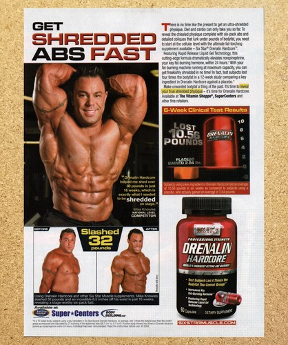 Six Star Muscle Drenalin Hardcore Mike Knowles - Magazine Print Ads Art ...