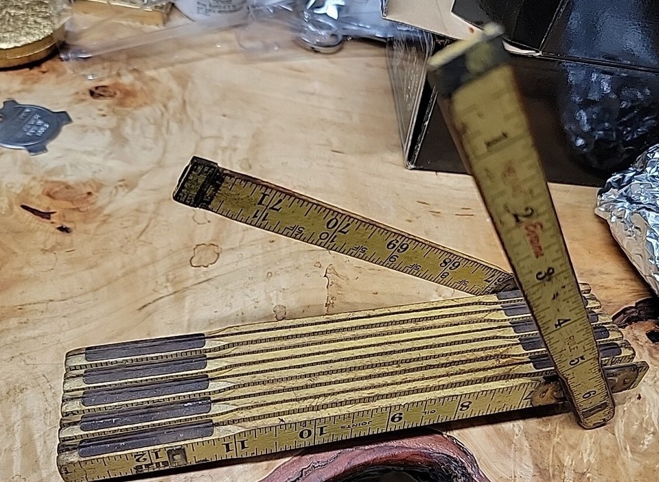 Vintage Evans Extension Rule X40 Wood & Brass Folding Ruler 72 inches ...