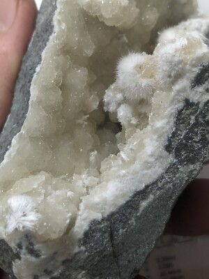 Okenite Crystals W Calcite In Geode Cluster Zeolite Specimen Large 1 ...