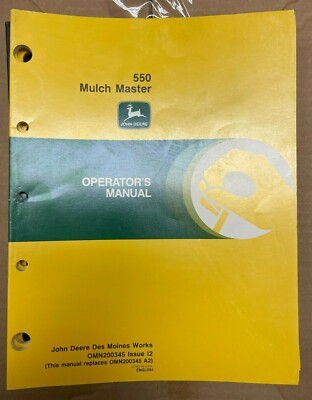 John Deere 550 Mulch Master Operator Manual OMN200345 K-5 | eBay
