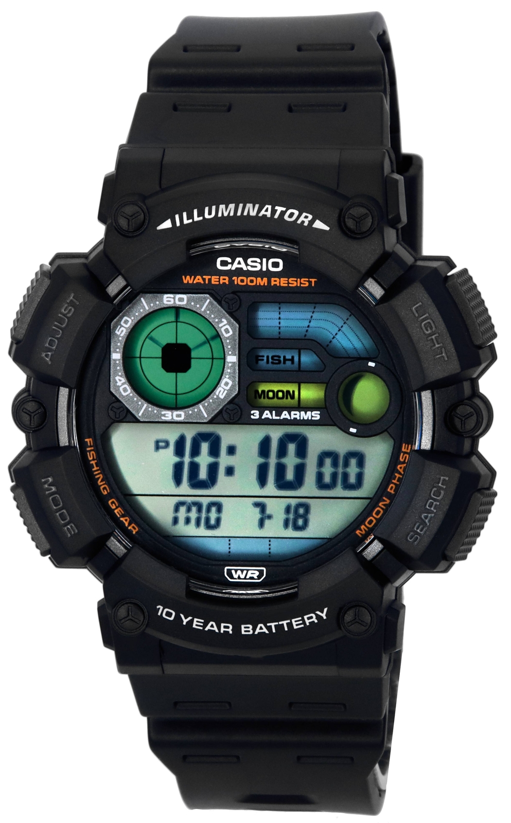 Casio Fishing Gear Line Moon Phase Illuminator WS-1500H-1A 100M Mens ...