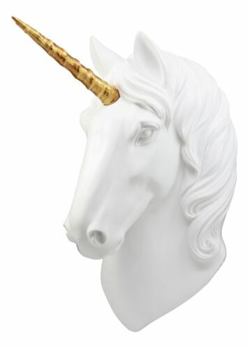 Enchanted Golden Horned Unicorn 3D Art Wall Decor Figurine Ancient ...