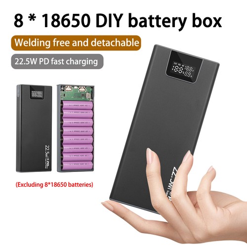 Detachable DIY 8x18650 Battery Case LCD Display Power Bank Shell Kit ...