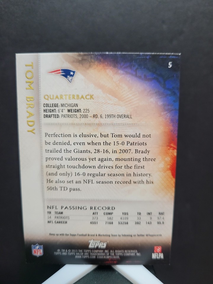 2015 Topps Valor - Tom Brady #5 | eBay